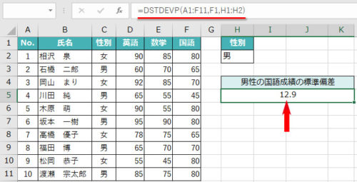 Excel（エクセル）DSTDEVP関数の使い方 | TschoolBANK 作～るバンク